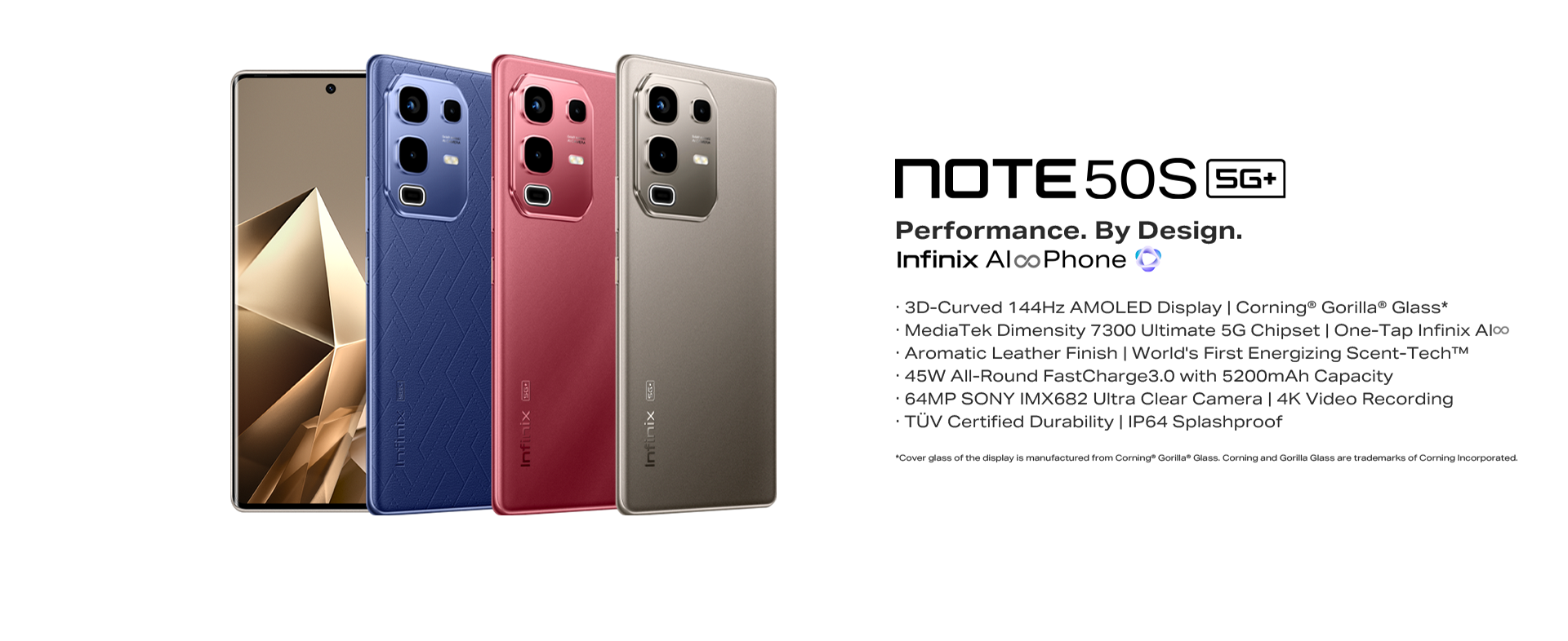 Infinix Note 50s 5G, 8GB RAM+256GB , X6870, 6.78", Dual Sim, 5200Mah, 64MP Main Camera, 13MP ...