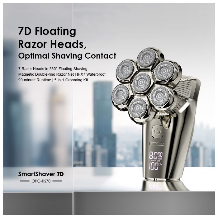 oraimo SmartShaver 7D 360° Floating 7 Razor Heads 5-in-1 Shaver Kit ...