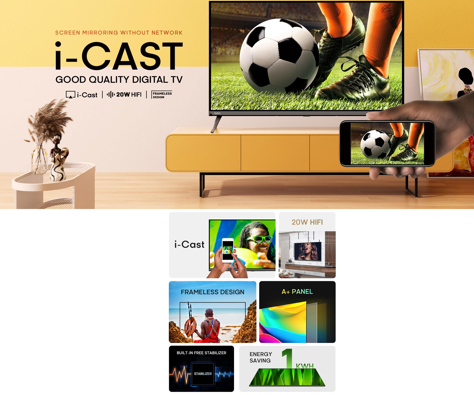 Syinix 32 '' i-Cast Digital Frameless TV (32E61M)