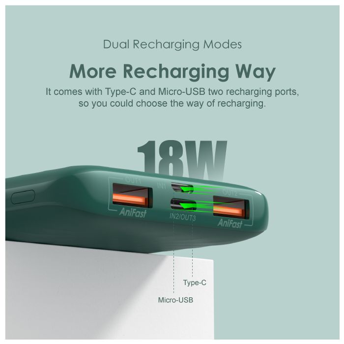 oraimo Toast 10 Flash II 20W Fast Charging Triple Output 10000mAh Power Bank